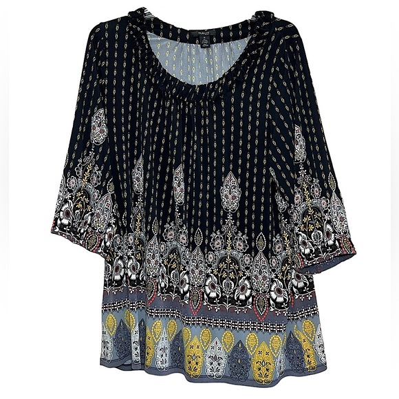 Style & Co. | Tops | 25 Style Co Black Yellow White Coral Floral Mixed ...